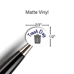 Trash Day Planner Stickers / 54 Fun Vinyl Stickers (1/2”) /  Chore Reminder /  Essential Productivity Life Planner Stickers/Bujo Bullet Journaling/Todo Appointments (Matte Vinyl, 1 Sheet)