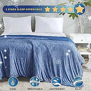 Codi Cooling Blanket for Hot Sleepers Throw XL Size, Cool Summer Lightweight Bed Blankets with Double Sided Cold Effect Blue 50x70