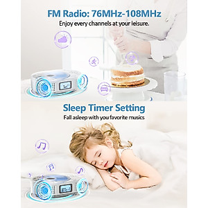 CD Player Portable, FELEMAN Upgraded Boombox CD Player & Bluetooth Speaker 2 in 1 Combo, Rechargeable Portable CD Player for Car/Home with Remote Control, FM Radio, Support AUX/USB, Headphone Jack