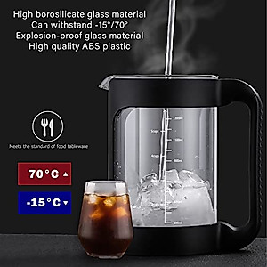 EOIBIS Cold Brew Coffee Maker, 1.5L Airtight Cold Brew Coffee Maker With Removable Stainless Steel Filter, Easy to clean borosilicate glass, 1.58qt Home iced coffee maker for all kinds of cold brew