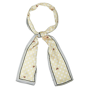 Allegra K Skinny Scarves 50s Polka Dot Neck Wraps for Women Cute Ribbon Hairband Neckerchief Yellow Heart 1 Pcs