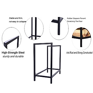 Gtouse Firewood Rack Holder 2ft Outdoor Firewood Storage Log Rack Holder Indoor Fire Wood Stand for Home Fireplace Decoration Patio Deck (24 inch)