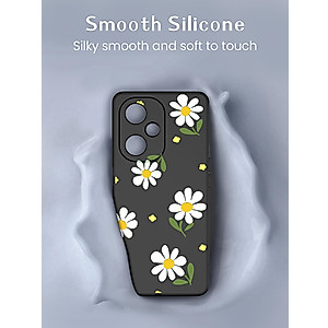 Yucenx for Oneplus Nord n30 5G Case, Girls Women Florals Liquid Silicone Phone Case, Shockproof Anti-Scratch Soft Protection Case with Screen Protectors for OnePlus Nord N30 5G (Black)