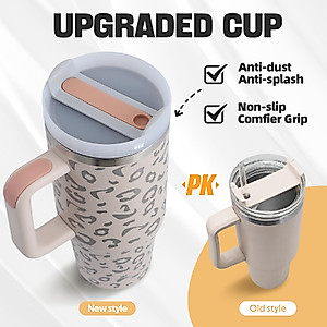 cenivi 40 Oz Tumbler With Handle And Straw, Stainless Steel Tumbler With Lid And Straw Vacuum Insulated Travel Mug 2-In-1 Lid (Straw/Flip) Cup For Hot Cold Beverages,Car,Home,Office, Dishwasher Safe