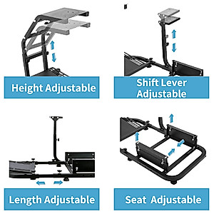 Anman G25 Racing Simulator cockpit with Black Gaming Seat Fit for Logitech G27 G29 G920 G923,Thrustmaster T500RS T300RS race car seat, NOT Include Wheel Shifter Pedal