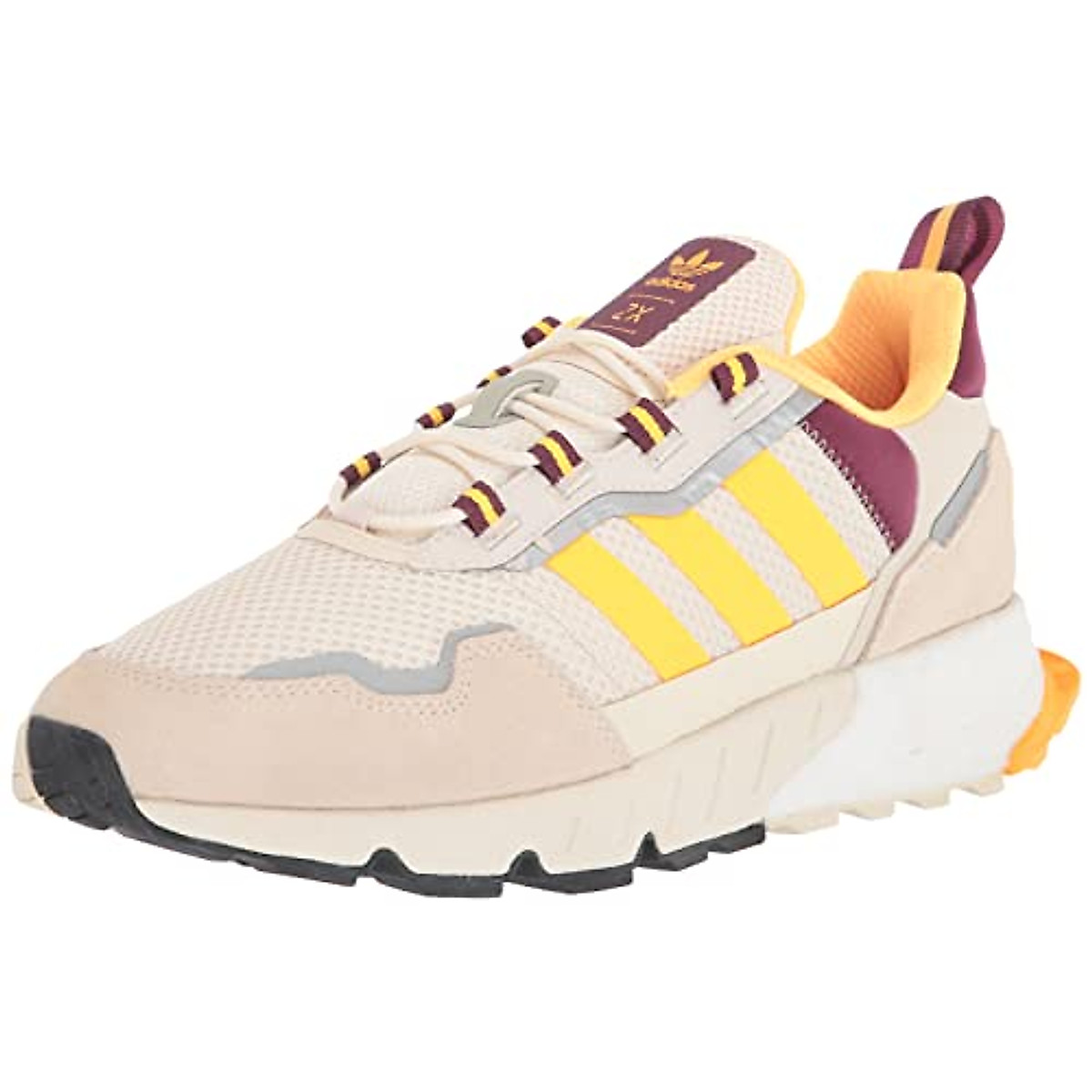adidas Originals Women's ZX 1K Boost, Wonder White/Solar Gold/Victory Crimson, 9