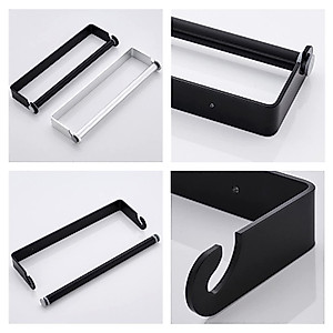 URALFA Under Cabinet Paper Towel Holder Wall Mount, Paper Towel Roll Holder Both Available in Adhesive and Screws, Paper Towel Rack for Kitchen, Bathroom, Pantry, Sink (Black)