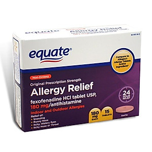 Allergy Relief Fexofenadine 180mg 15ct by Equate Compare to Allegra Allergy Tablets