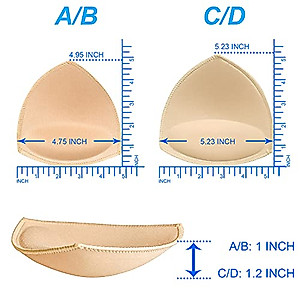 FANMAOUS 5 pairs Women's Triangle Bra Pads Inserts Removable Push Up Sports Bra Cups Replacements For Bikini Top Swimsuit (5 pairs beige C/D)