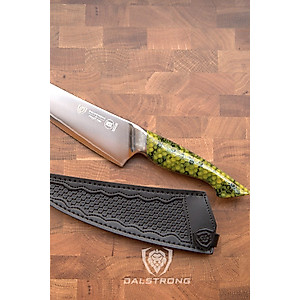 Dalstrong Chef Knife - 8 inch - Frost Fire Series - Glacial Lightning Edition - HC 10CR15MOV Stainless Steel Kitchen Knife - Sand Blasted Frosted - Dragon Skin Handle - Sheath - NSF Certified