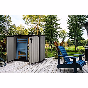 KETER Patio Store 4.6 x 4.0 ft. Resin Outdoor Storage Shed with Paintable and Drillable Walls for Customization-Perfect for Yard Tools and Pool Toys, Grey