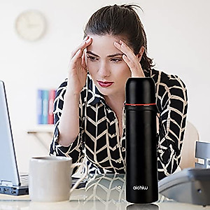 Aichiw Stainless Steel Water Bottle,Travel Coffee Mug,Thermo Flask,Double Wall Vacuum Insulated, Winter Thermals, Keeps Hot 12H/Cold 24H, 17Oz Water Bottle for Hikers,Office, Travel(500ML Black)