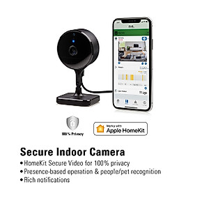 Eve Cam - Apple HomeKit Smart Home Secure Indoor Camera with Motion Sensor, Microphone, Speaker & Night Vision, App Compatibility, iPhone/iPad/Apple Watch Notifications
