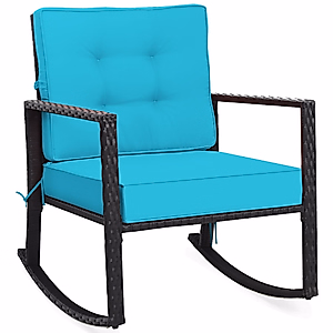 Bed Bath & Beyond Patio Rocking Chair Outdoor Glider Rattan Rocker Chair Turquoise
