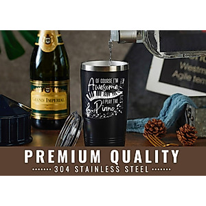 Onebttl Piano Gifts for Piano Players for Men, Women, Piano Teacher and Piano Lovers, 20oz/590ml Stainless Steel Insulated Tumbler Coffee Mug with Straw & Lid - I Play the Piano