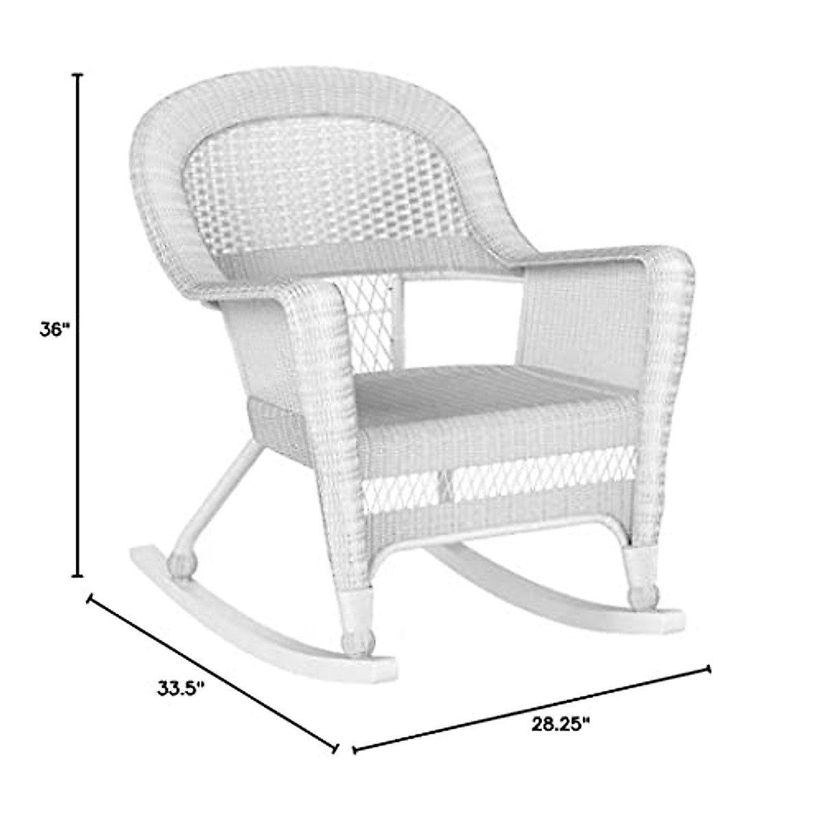 Jeco , Set of 2 Wicker Rocker Chairs, White