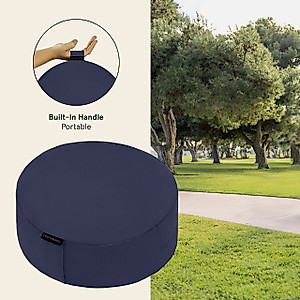 Retrospec Sedona Zafu Meditation Cushion Filled w/Buckwheat Hulls - Yoga Pillow for Meditation Practices - Machine Washable 100% Cotton Cover & Durable Carry Handle; Round, Midnight