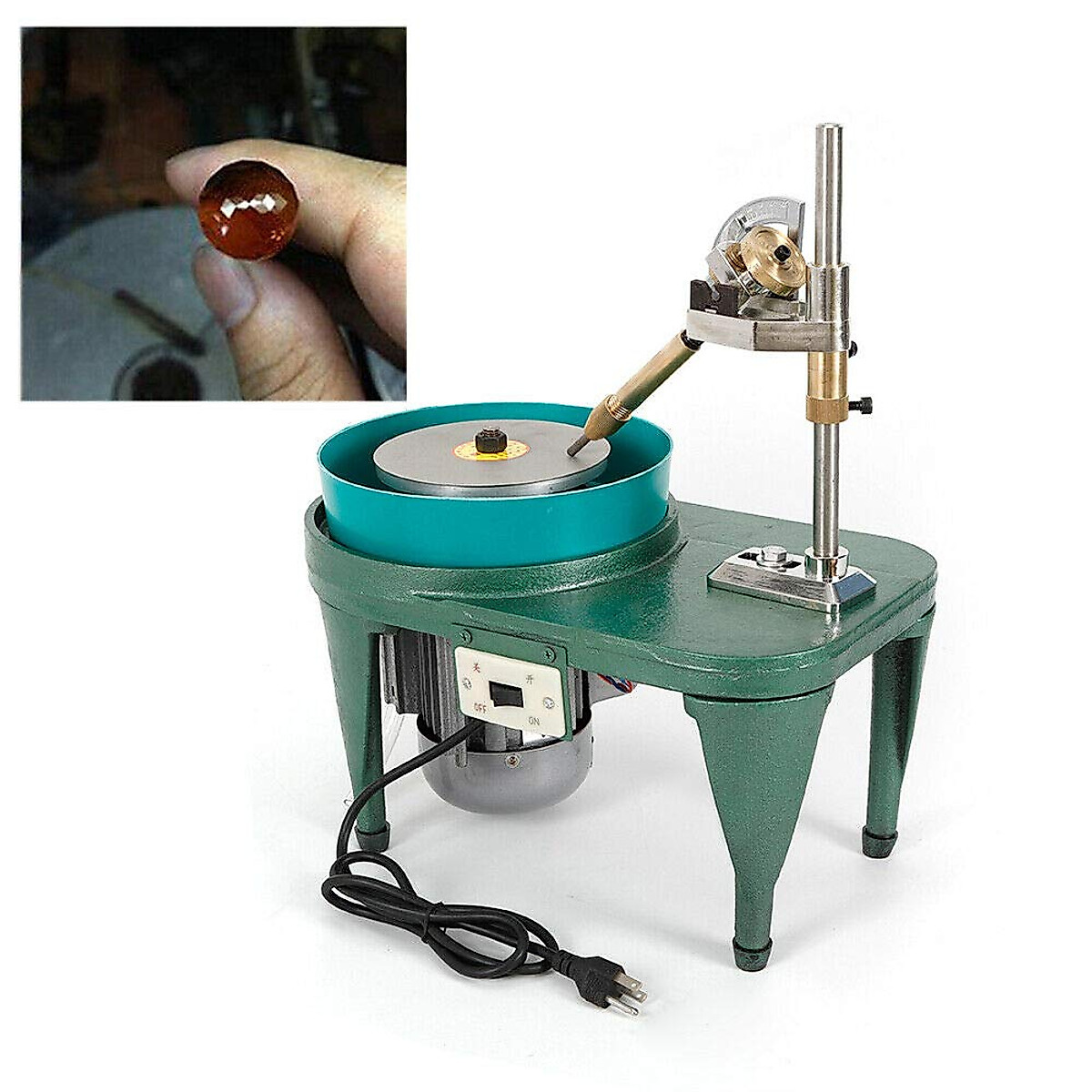 Gem Faceting Machine, 2800RPM Jade Stone Angle Machine 110V 180W Jade Grinding Polishing Machine Rock Jewelry Polisher Flat Grinder with Manipulator for Jewelry Making Polishing & Buffing