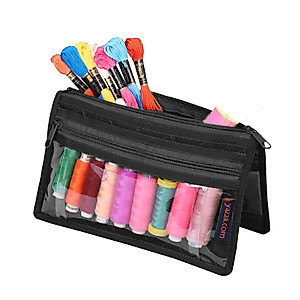 Yazzii Project Pouch - Portable Storage Bag Organizer - Arts & Crafts Storage Bag Organizer - Multipurpose Storage Organizer for Quilting, Needlework, Beading, Sewing, & Applique Black