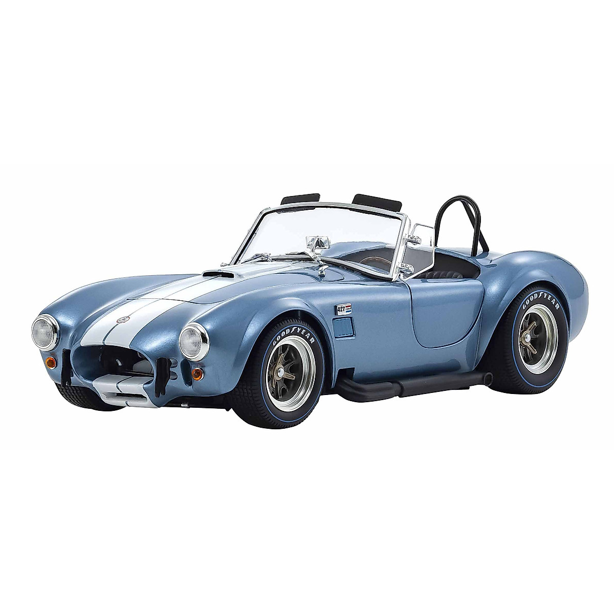 Shelby Cobra 427 S/C Sapphire Blue Metallic with White Stripes 1/18 Diecast Model Car by Kyosho 08047 SBL