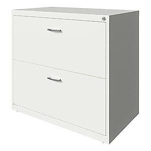 Hirsh Lateral Metal File Cabinet Set 30" W 2 Drawer White with Front/Back Rails