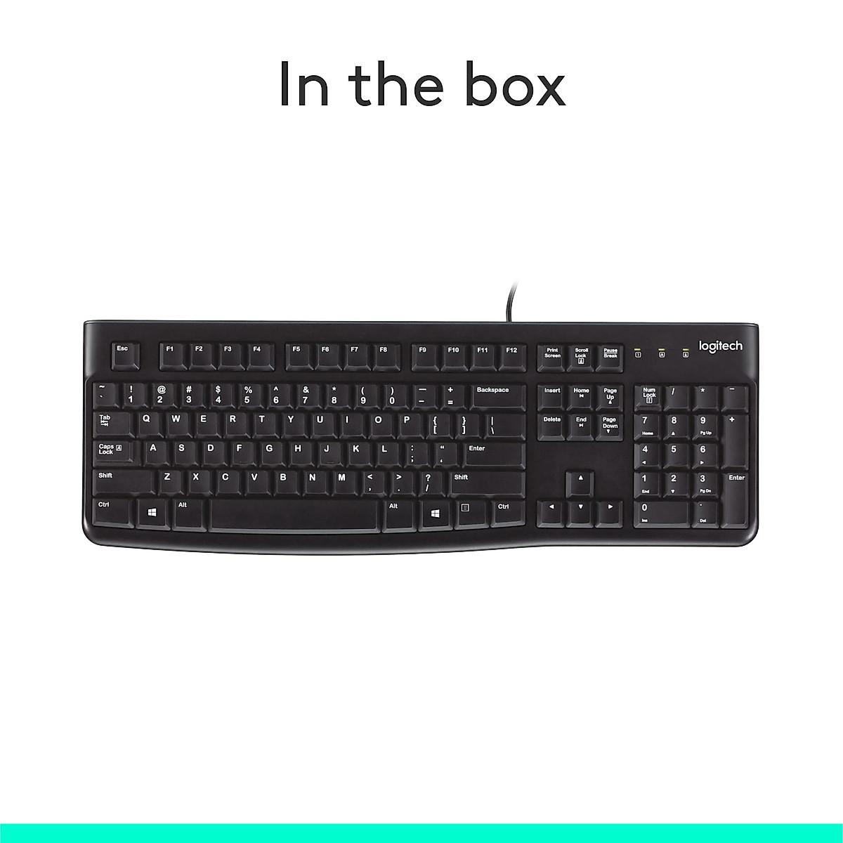 Logitech K120 Wired Keyboard for Windows, Plug and Play, Full-Size, Spill-Resistant, Curved Space Bar, Compatible with PC, Laptop - Black
