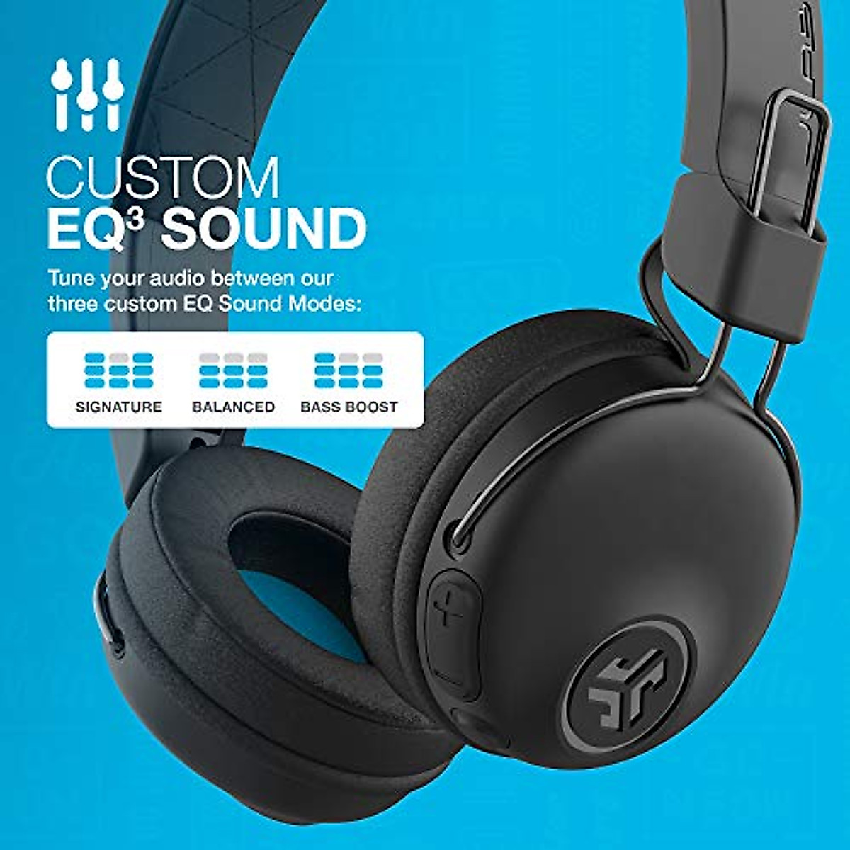 JLab Studio Bluetooth Wireless On-Ear Headphones | 30+ Hour Bluetooth 5 Playtime | EQ3 Sound | Ultra-Plush Faux Leather & Cloud Foam Cushions | Track and Volume Controls | Black
