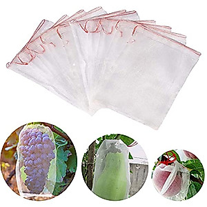 50pcs Bird Netting Bags, Fruit Protection Bags Mesh, Garden Insect Net Bags with Drawstring, 6" X 10" Mosquito Netting Bag Garden Pest Barrier for Protecting Plant Fruits Trees Vegetables and Flower.