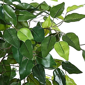 Kazeila Artificial Ficus Tree, 4FT Fake Plastic Ficus Plant in Pot with Durable Plastic Trunk, Faux Plant for Home Decor Office House Living Room Indoor