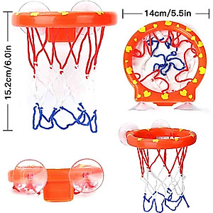 Cyfie Bath Toys Toddler, Bathtub Basketball Hoop Toy for Kids Ages 4-8, Suction Cup Basketball Hoop Set with 4 Balls, Shower Bath Toys Basketball for Toddlers Boys Girls