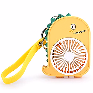 CCYLEZ Portable Handheld Fan,2 Speed Adjustable Faste Heat Dissipation Desk Fan,USB Rechargeable Battery Operated Table Fan with Dinosaur Shape,for Girls Women Kids Outdoor Summer Gift(Yellow)