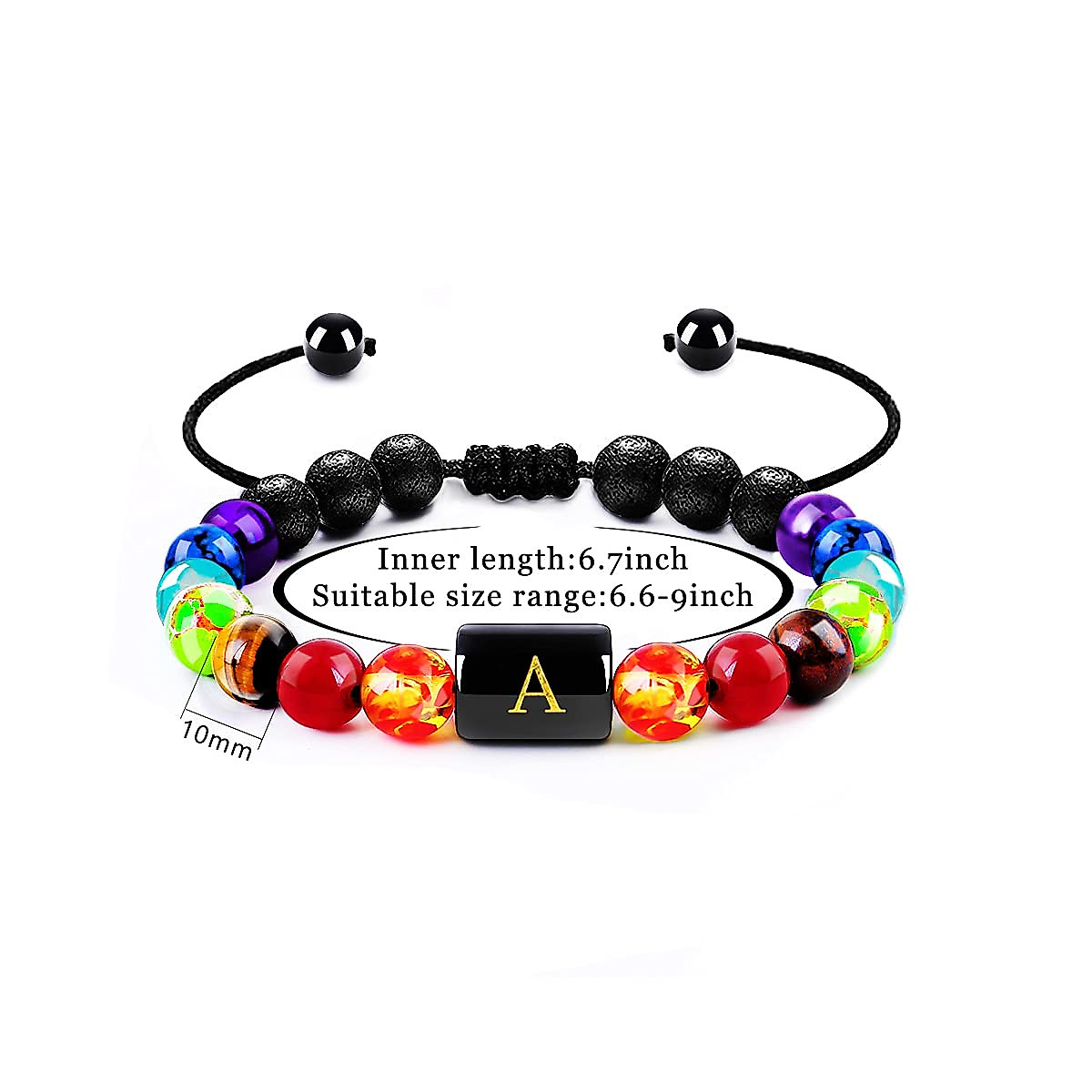 malyunin Initial Bracelet Stress Relief Gifts For Women Girls Yoga Chakra Bracelet For Women Healing Crystal Bracelet Essential Oil Bracelet For Women(A)