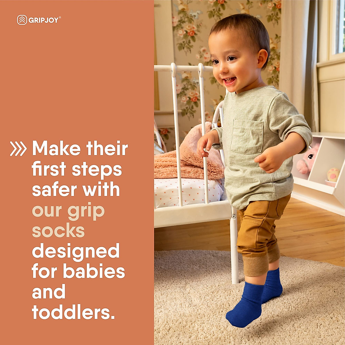 Gripjoy Toddler Socks with Grippers - Non Slip Socks for Kids - Toddler Grip Socks - 2T-4T - Boys Mix - 4 Pairs