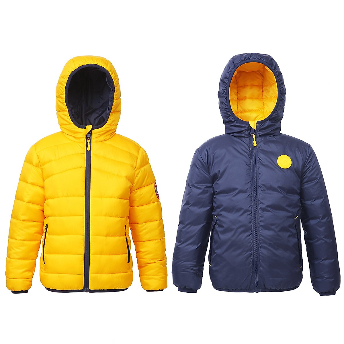Rokka&Rolla Boys' Reversible Lightweight Puffer Jacket Hooded Water-Resistant Winter Coat