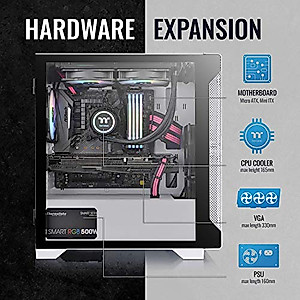 Thermaltake S100 Tempered Glass Snow Edition Micro-ATX mini-Tower Computer Case with 120mm Rear Fan Pre-Installed CA-1Q9-00S6WN-00, White