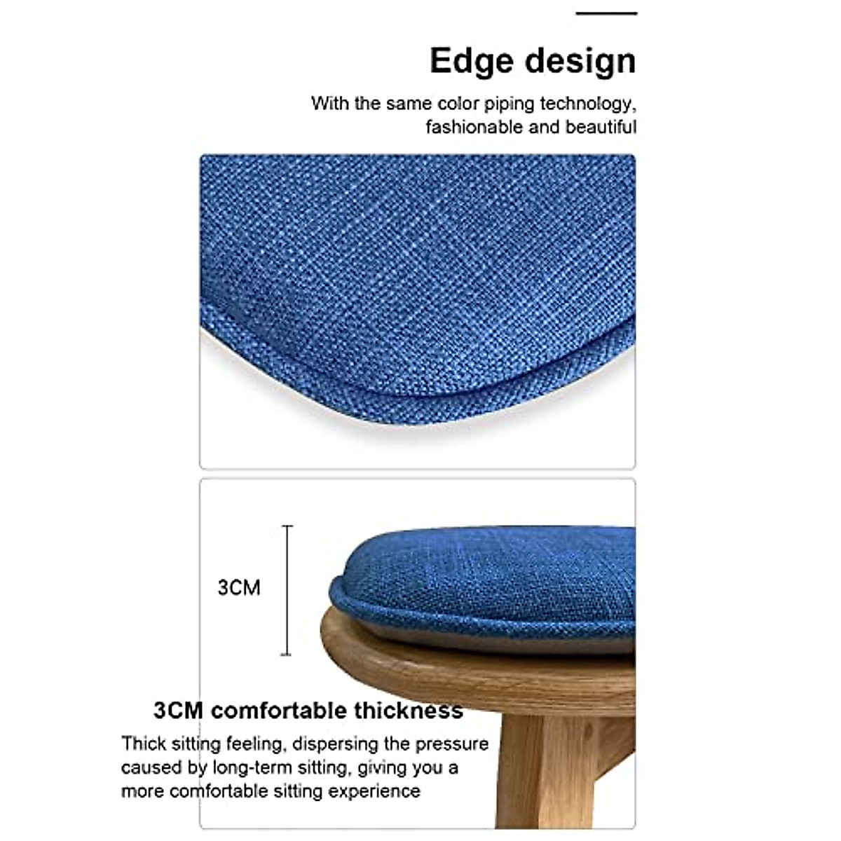 Dining Chair Cushion with Ties,Cotton Linen Square Chair Pad Comfort and Softness Seat Cushion with Non Slip Back,japanese Chair Pad for Kitchen Living Room Office Chair(4pcs(17x16x14inch), Blue)