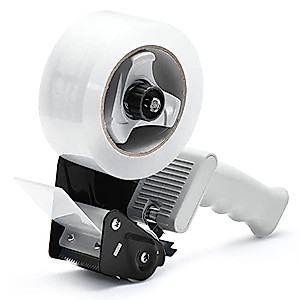 Packing Tape Dispenser Gun, Pacific Mailer 2 Inch Tape Gun Dispenser with 2 Inch Carton Packing Tape, Lightweight Industrial Side Loading Tape Dispenser - Black