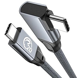 USB C Right Angle Cable 100W 6.6ft, 4K Video USB C 3.2 Gen2x2 20Gbps Data Cable, Type C PD Charging Fast Charge Cord for iPhone 15 Pro Max iPad Pro/AIR/Mini 6 MacBook Pro Galaxy S24 Ultra S23