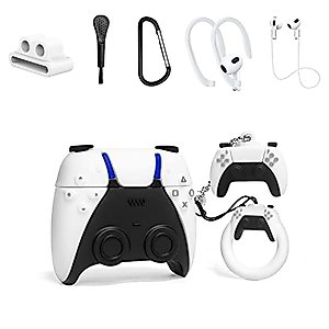 Alquar Game Controller Case for Airpods 3rd -2021, Unique PS5 Fashion Cool Shockproof Silicone Accessories Protective Skin Cover Teens Girls Boys with Keychain/Lanyard/Ear Hooks (NARF5_00549)