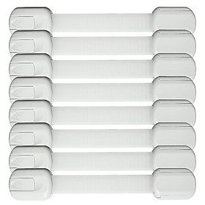 Child Safety Cabinet Strap Locks - 8 Packs Baby Proofing Adjustable Adhesive Latches With No Drilling - Fridge Drawer Dishwasher Toilet Seat Oven - Children Kid & Toddler Safety Protection By G2eComme