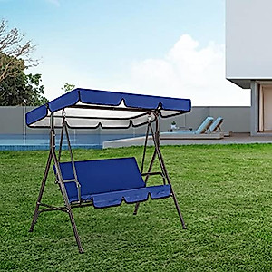 Hzemci Outdoor Patio Swing Cushion Cover Set, Swing Canopy Replacement Cover + Swing Cushion Cover for 3 Seater Swing Outdoor Swing Seat Cover Replacement, 210D Waterproof Silver-Coated Oxford Fabric