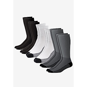 KingSize Men's Big & Tall Full Length Cushioned Crew Socks 3-Pack - 2XL, White