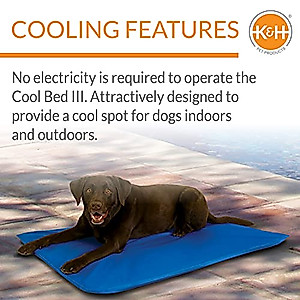 K&H Pet Products Cool Bed III Dog Cooling Mat, Cooling Dog Beds for Large Dogs, Dog Cooling Mat for Dog Carrier, Outdoor Dog Bed Cooling Pad for Dog, Pet Cooling Mat - Blue Large 32 X 44 Inches