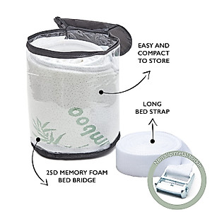 BALIBETOV Twin to King Bed Converter Mattress Bridge, Adjustable Connector Gap Filler Kit, Soft Memory Foam Topper with Bedding Strap, Full, Queen, XL Compatible