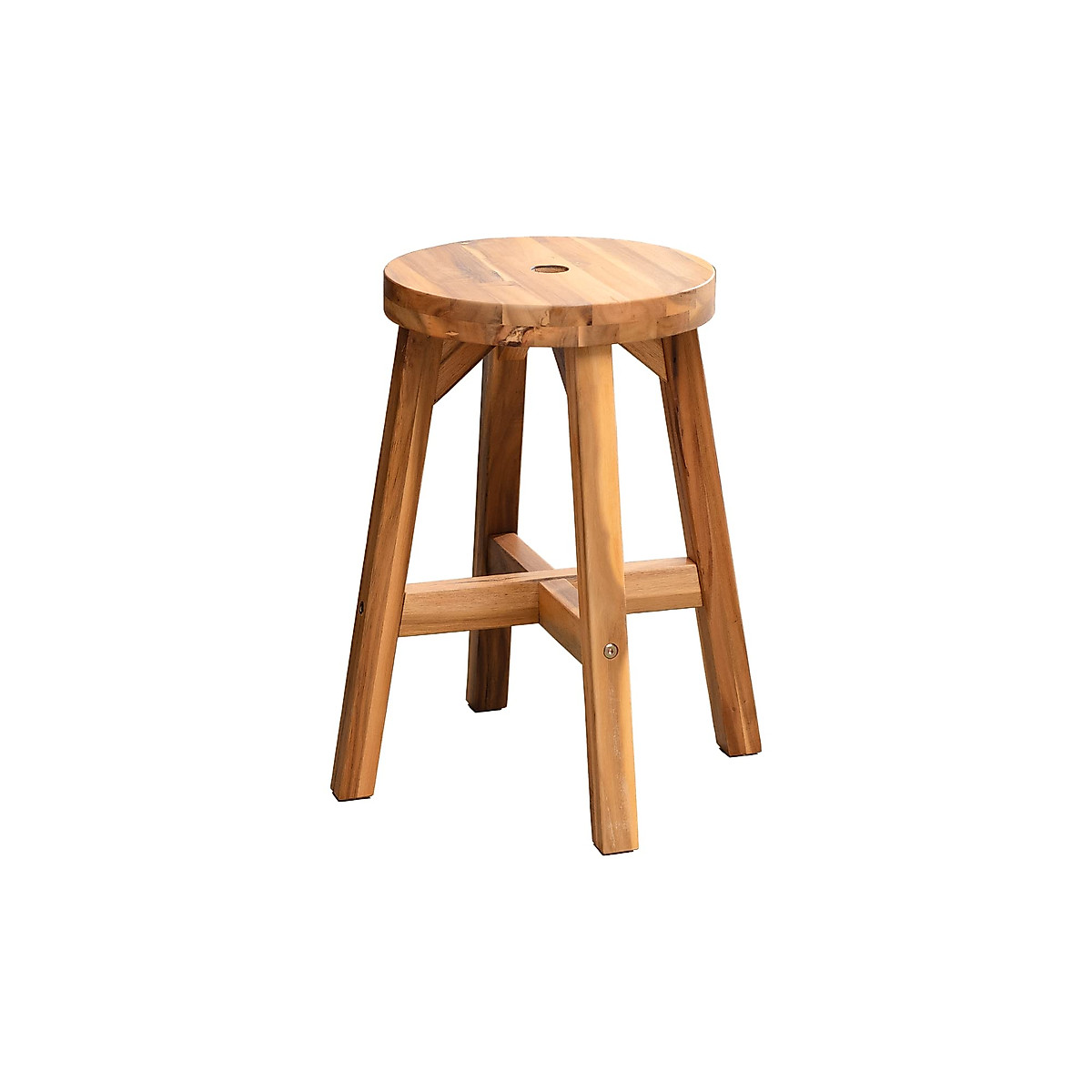 Acacia Wooden Stool Round Top Chairs. Sub-Stool for Kitchen Living Room. Strong Weight Capacity Upto 350 LBS, Natural Color