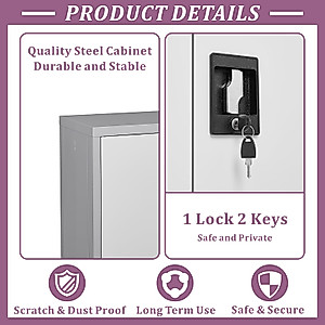 LUCYPAL Garage Storage Cabinet with Lockable Doors, Metal Storage Cabinet with Adjustable Shelf, Tool Cabinet with Wheels for Garage Office Home, Kitchen,Living Room,Grey