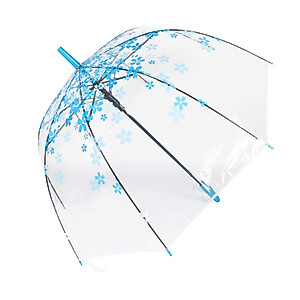 ThreeH Clear Cherry Umbrella Auto Open Transparent Windproof for Kids or Outdoor Weddings 32 Inches Diameter,KS11 Blue