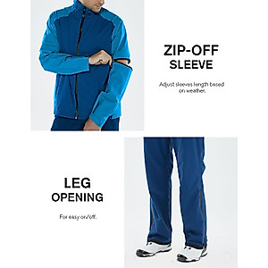 fit space Waterproof Golf Rain Suits for Men Performance Rain Jackets and Pants for All Sports (Navy-Blue Full-Zip, Medium)
