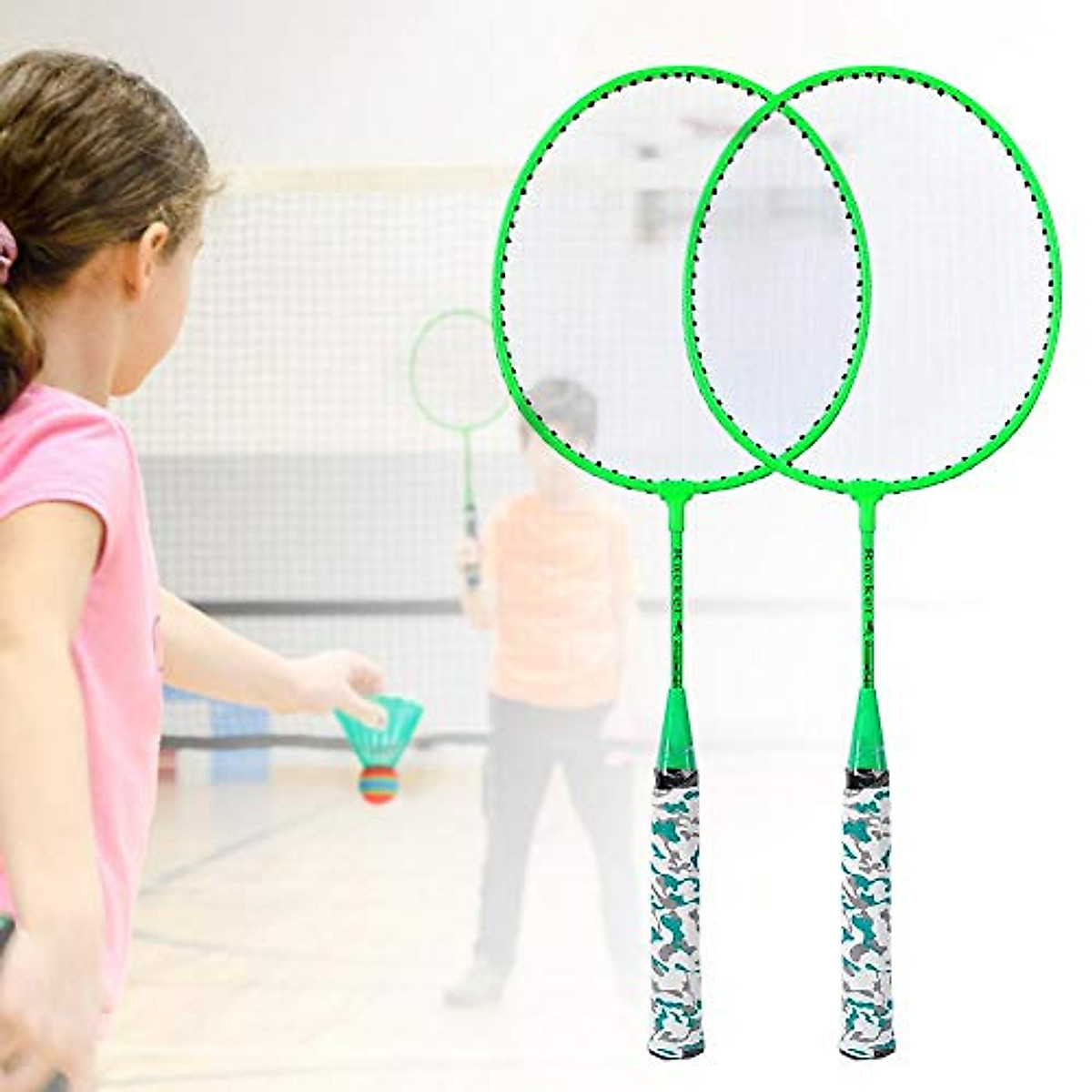 VGEBY Children Badminton Racquet Set 2Player Training Badminton Racket Badminton Racquet Replacement Set(Green) Competitive Sports