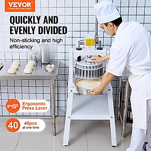 VEVOR Dough Divider,40PCS Manual Dough Divider Cutter,1.06oz - 4.94oz Dough Press Dough Cutting with 304 Stainless Steel Tray and Blade,Pastry Divider for Bakery,Restaurant,Commercial Food Preparation